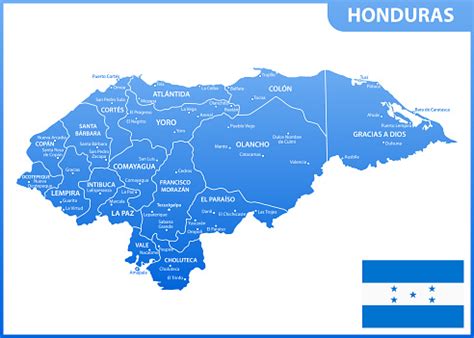 The Detailed Map Of Honduras With Regions Or States And Cities Capital