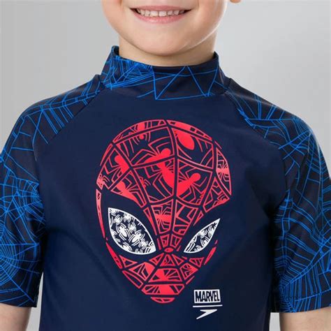 Speedo Spider Man Short Sleeve Rash Top Aqua Swim Supplies