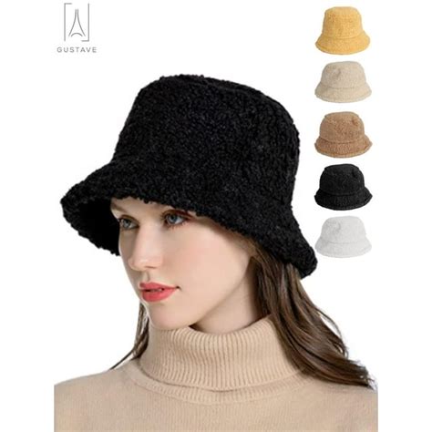 Gustave Fuzzy Bucket Hat For Women Winter Faux Fur Sherpa Bucket Hats