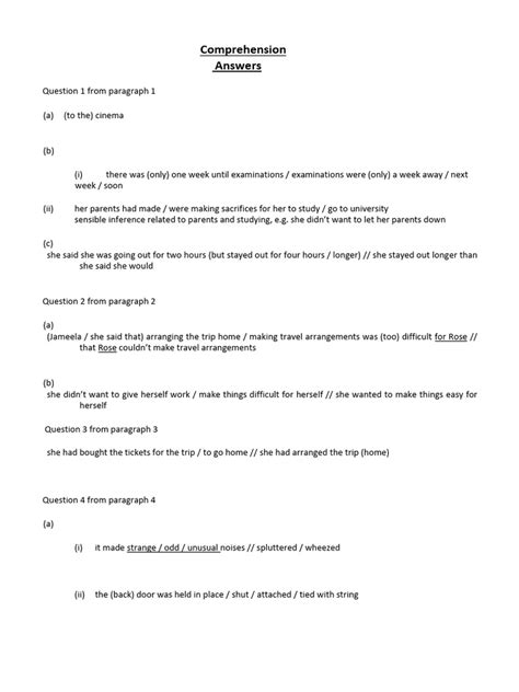 Comprehension Answers Pdf