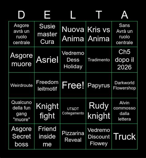 Deltarune Chapter 5 Bingo Card