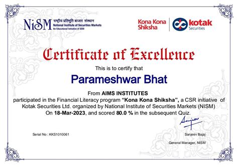 Investment Markets Mutualfunds Nism Financialliteracy Kotak Parameshwar Bhat