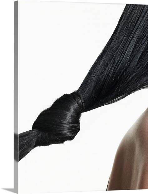 Woman With Hair Tied In Knot Close Up Of Hair Great Big Canvas