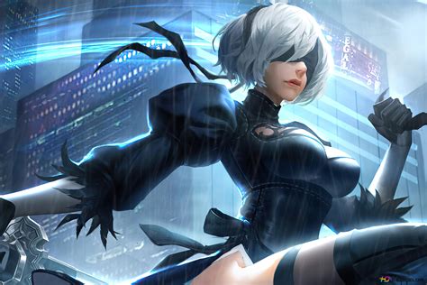 Yorha 2b Nier Automata비디오 게임 4k 배경화면 다운로드