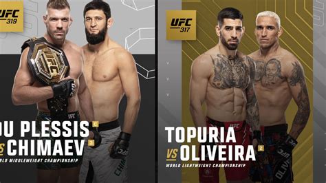 Ufc 317 Set With Ilia Topuria Vs Charles Oliveira While Ufc 319 Brings