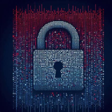 Padlock With Binary Code In Blue Red Tones Concept Of Cyber Security