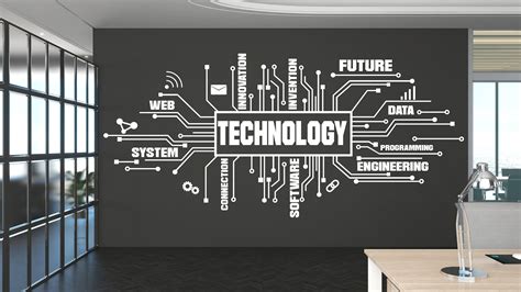 Technology Vinyl Wall Art Decal Circuit Board Wall Decal Office Wall Decor Business Software