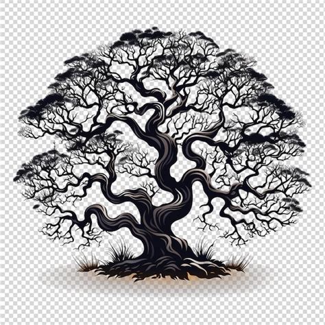 Premium Psd Oak Tree Roots Silhouette Isolated