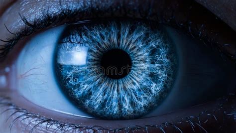 Mesmerizing Deep Blue Eye With Silver Radiance And Cloudy Texture Stock Illustration