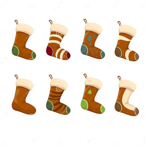 Dibujos Animados Vectoriales Calcetines De Navidad Lindos Y Feos Con Adorno De Color Aislados En