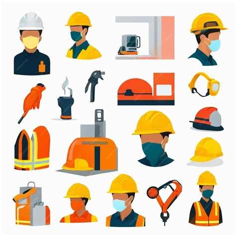 Workplace Safety Vector Set White Background Isolated A High Qua