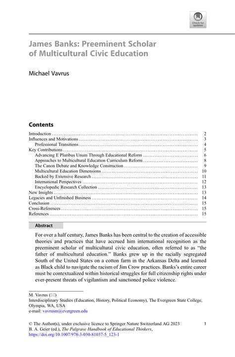 Pdf James Banks Preeminent Scholar Of Multicultural Civic Education