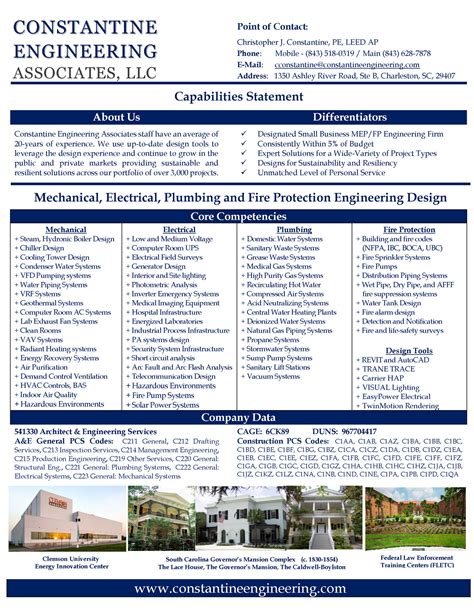 Government Capabilities Statement — Constantine Engineering Associates Llc