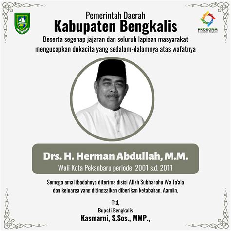 H Herman Abdullah Wafat Bupati Kasmarni Sampaikan Ucapan Duka Cita