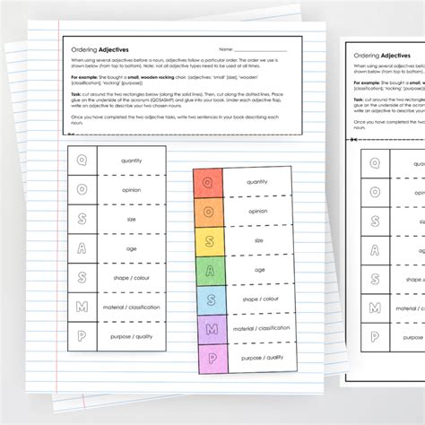 Ordering Adjectives Activity Editable Ted And Talented Teacher