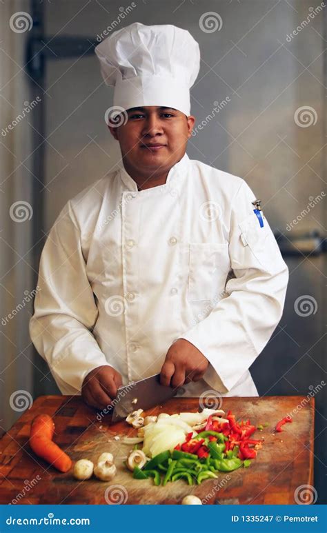 Chef Cutting Vegetables 2 Stock Image Image Of Dish Person 1335247