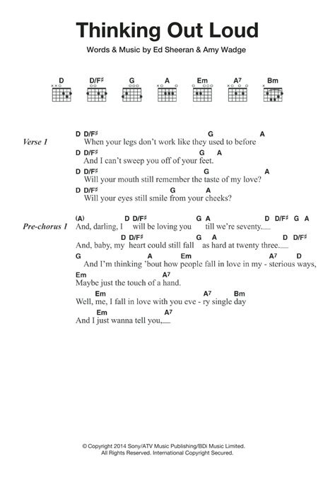 Thinking Out Loud By Ed Sheeran Guitar Chordslyrics Guitar Instructor