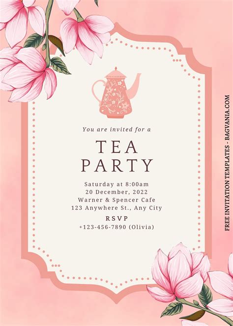 Free 8 Cheery Pink Tea Party Floral Canva Invitation Templates Artofit