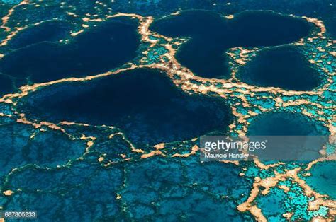 Aerial View Of Coral Reefs And The Inside Lagoon Of Millennium Atoll