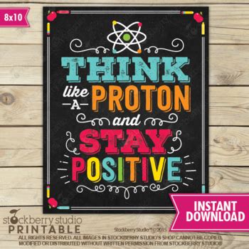 Think Like A Proton Stay Positive Science Lab Classroom Decor Poster