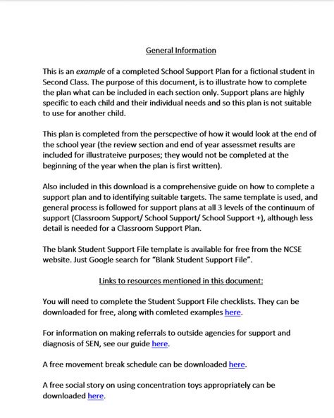 School Support Plan Template Teaching Plans Ireland