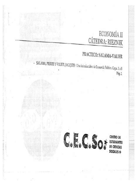 Sesión 6 Salama Y Valier Una Introduccion A La Economia Politica Caps 1 A 8 Pdf