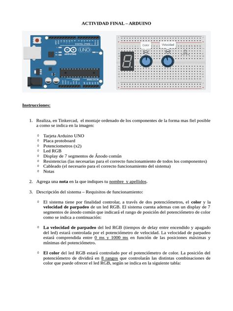 Actividad Final Arduino Pdf Modelo De Color Rgb Diodo Emisor De Luz