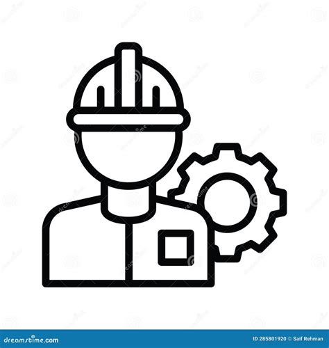 Engineer Vector Outline Icon Design Illustration Engineering Symbol On