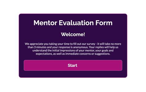Mentor Evaluation Form Template Visme