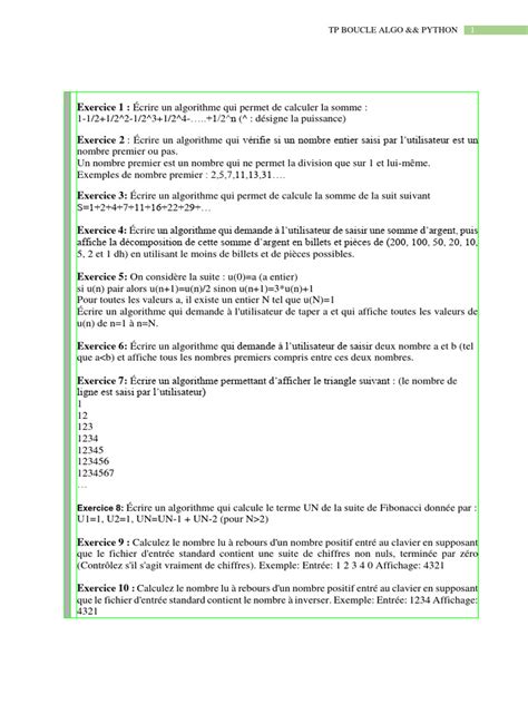 Exercices Dalgorithmes En Python Pdf Nombre Premier Entier Naturel
