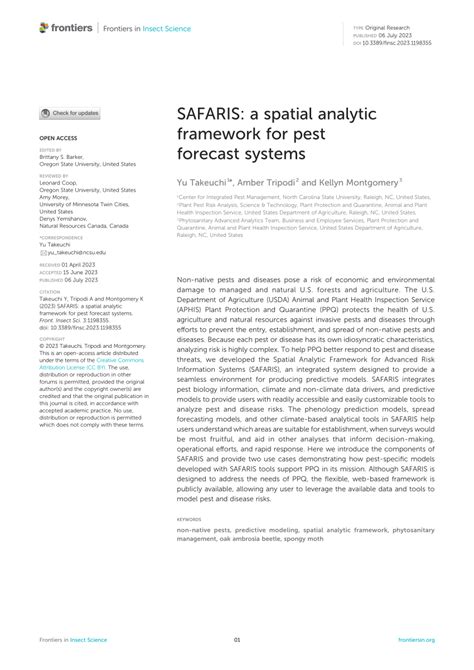 Pdf Safaris A Spatial Analytic Framework For Pest Forecast Systems