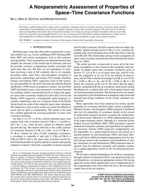 Pdf A Nonparametric Assessment Of Properties Of Spacetime Covariance