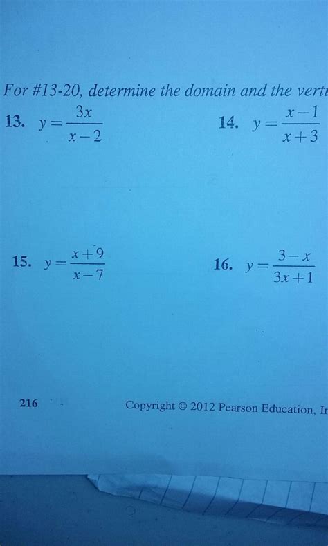 Solved Determine The Domain And The Vertical Aymptotes Of