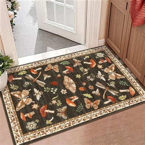 Mushroom Small Rug 2x3 Washable Door Mat Indoor Rugs For