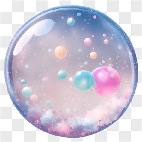 Download Translucent Bubble With Colorful Orbs Cartoons Online Creative Fabrica