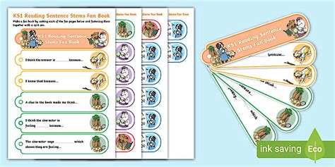 Editable Ks1 Reading Sentence Stems Fan Book Twinkl