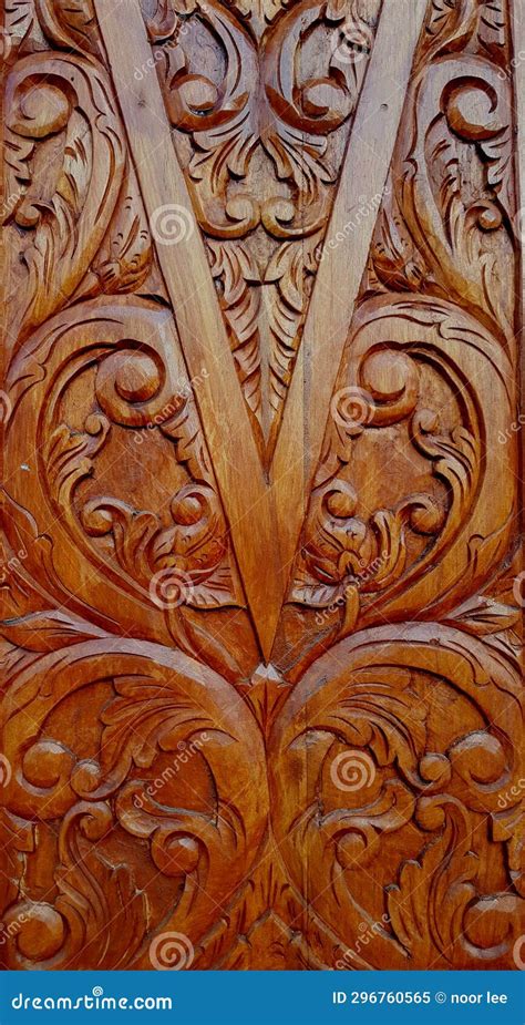 Typical Javanese Teak Wood Carving Stock Image