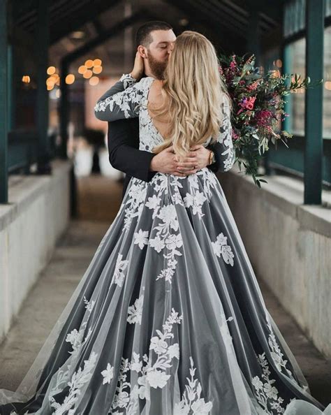 Wedding Dress With Black Trim