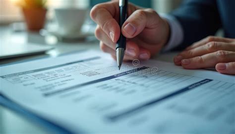 Hand Holding Pen Fills Customs Declaration Form In Office Setting