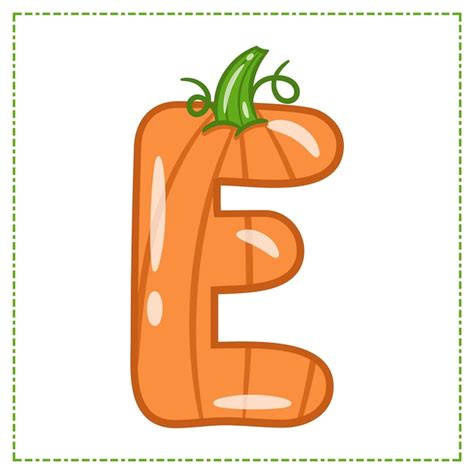 Halloween English Alphabet Letter E Pumpkin Theme Drawing Premium Vector