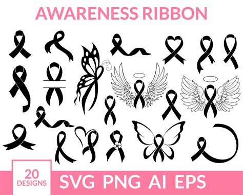 Awareness Ribbon Svg Bundle Cancer Ribbon Svg Breast Cancer Svg Survivor Ribbon Svg Breast