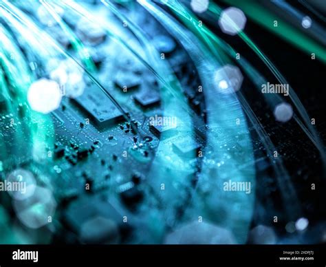 Ai Data Technology Fibre Optics Carrying Data From A Computer Stock