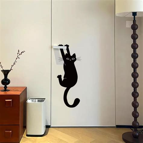 Black Cat Wall Decor Peel And Stick For Door Decor 7 8x19 6in Wall