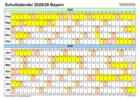 Schulkalender 20282029 Bayern Für Pdf