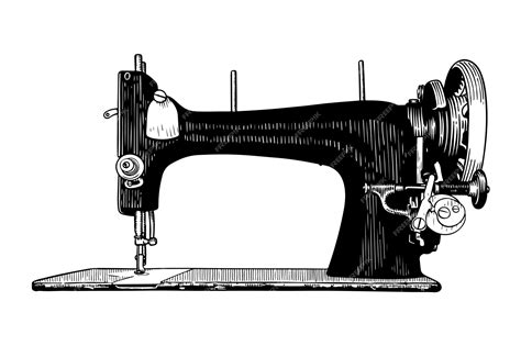Premium Vector Hand Drawn Illustration Of A Sewing Machine Side View Engraving Style