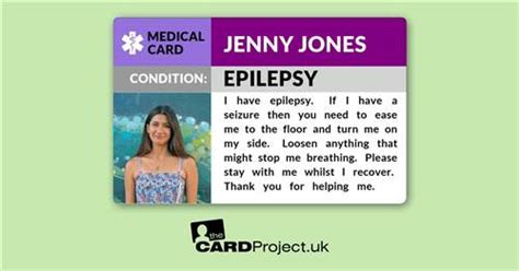 Epilepsy Medical Id And Awareness Cards Range The Card Project Uk