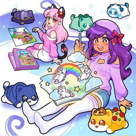 Aphmau And Kc With Memeows Aphmau Merch Coloring Book Puzzle