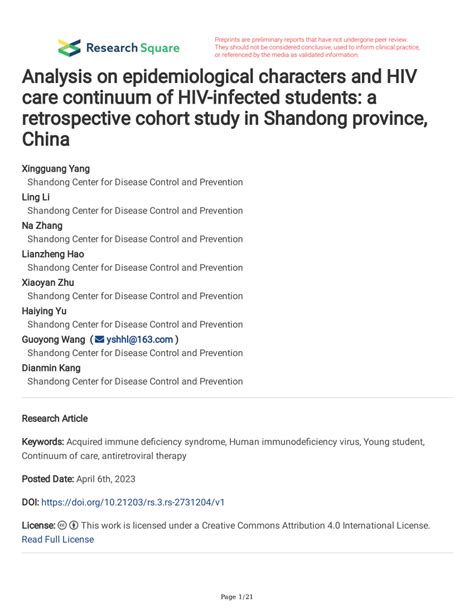 Pdf Analysis On Epidemiological Characters And Hiv Care Continuum Of