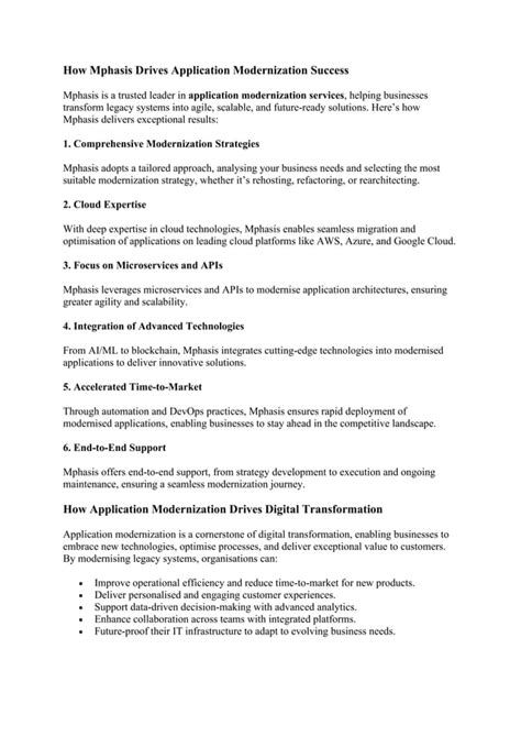 Empowering Digital Transformation Application Modernization Services By Mphasis Pdf
