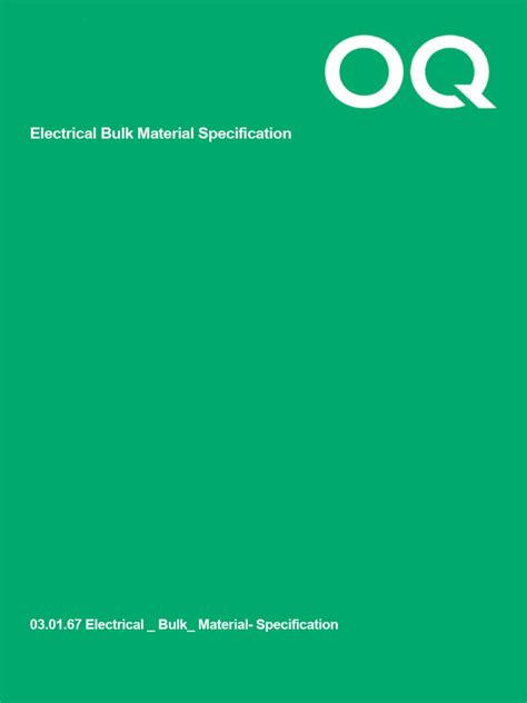 030167 Electrical Bulk Material Specification Pdf Electrical